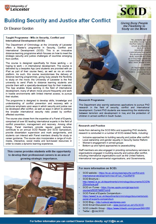 SCID Poster | Security, Conflict and International Development (SCID)